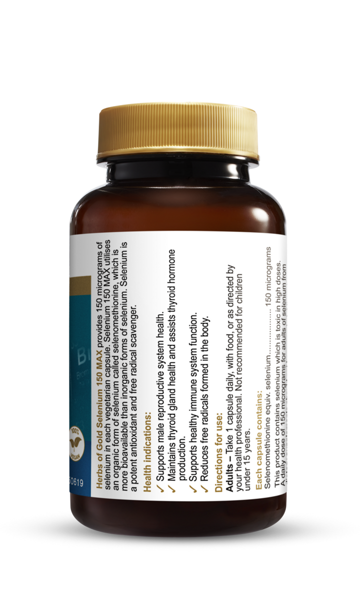 Herbs of Gold - Selenium 150 MAX – Essential Supps Marrickville